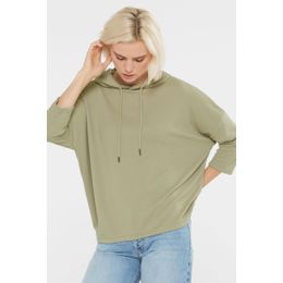 Kapuzensweatshirt SENSES.THE LABEL, Damen, Gr. L, light sage, Sweatware, Material: 100% Polyester, Strukturmuster, regular fit normal, Rundhals, eingesetzt gerader Abschluss, Sweatshirts, mit &uuml;berschnittenen Schultern
