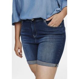 Only CARMAKOMA Damen Jeansshorts, blau, Gr. 44, Denim/Jeans, Obermaterial: 98% Baumwolle, 2% Elasthan, Jeans, mit leichten Abriebeffekten