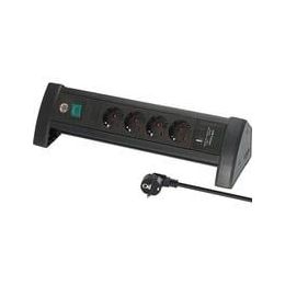 Fa.Brennenstuhl Premium-Office-Line Steckdosenleiste 4-fach, 2x USB, f&uuml;r den Schreibtisch schwarz, 1,8 Meter Kabel, USB-A, USB-C, mit Sicherheitsschalter