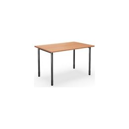 Mehrzwecktisch DUO-C, gerade Platte, HxT 700 - 800 x 800 mm, Breite 1200 mm, Buche, schwarz kaiserkraft