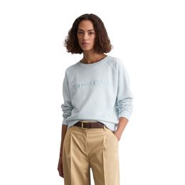 Marc O'Polo Sweatshirt MARC O'POLO "aus Organic Cotton", Damen, Gr. S, blau (calm blau), Obermaterial: 100% Baumwolle, unifarben, relaxed fit, Rundhals, Rippb&uuml;ndchen, Sweatshirts Sweatshirt