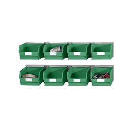 Einhängeschienen-Set mit Sichtlagerkästen, 2 Schienen, 8 Kästen, grün kaiserkraft