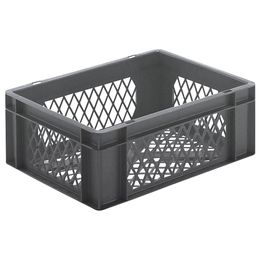 Euro-Format-Stapelbehälter, Wände und Boden durchbrochen, LxBxH 400 x 300 x 145 mm, grau, VE 5 Stk kaiserkraft