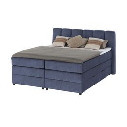 H&ouml;ffner Boxspringbett mit Bettkasten Claire &brvbar; blau &brvbar; Ma&szlig;e (cm): B: 156 H: 115 &raquo; H&ouml;ffner