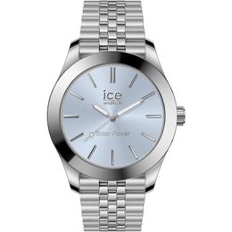 Ice Watch ICE-WATCH Solaruhr &raquo;ICE steel - Small - SOLAR 3H&laquo; Armbanduhr, Damenuhr, Edelstahlarmband, bis 10 bar wasserdicht silberfarben-hellblau Zeitlos...