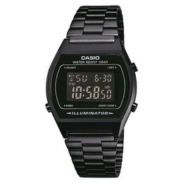 CASIO VINTAGE Chronograph Quarzuhr, Armbanduhr, Damenuhr, Herrenuhr, Digitaluhr, Edelstahlarmband schwarz-schwarz Sportiver Chronograph für Sie & Ihn