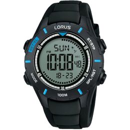 Lorus Chronograph Armbanduhr, Quarzuhr, Herrenuhr, digital, bis 10 bar wasserdicht schwarz Cooler Chronograph für Herren