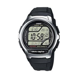 CASIO FUNK Funkchronograph Quarzuhr, Armbanduhr, Herrenuhr, Funkuhr, Digitaluhr, Resinarmband schwarz Sportliche Funkarmbanduhr