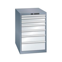 LISTA Schubladenschrank, 7 Schubladen, BxTxH 564 x 724 x 850 mm, grau metallic / lichtgrau