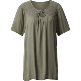 Damen Tunika mit Spitzen-Einsatz khaki, Gr&ouml;&szlig;e 50