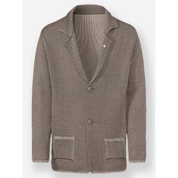 Marco Donati Herren Cardigan mit Reverskragen, taupe-meliert, Gr&ouml;&szlig;e 48