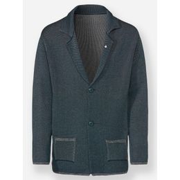 Marco Donati Herren Cardigan mit Reverskragen, petrol-meliert, Gr&ouml;&szlig;e 48