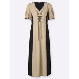WITT Damen Trachtenkleid mit Stickerei, sand-schwarz, Gr&ouml;&szlig;e 38