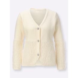 WITT Damen Cardigan mit Flauschgarn, champagner, Gr&ouml;&szlig;e 38