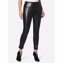 Heine Damen Lederimitathose, Schwarz, Gr. 36, Leggings, Material: Polyester