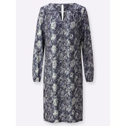 WITT Damen Jerseykleid mit R&uuml;ckenverschluss, champagner-rauchblau-bedruckt, Gr&ouml;&szlig;e 40