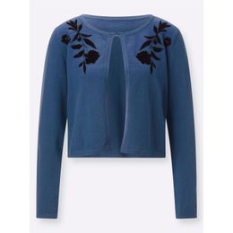 WITT Damen Cardigan mit einem Hakenverschluss, jeansblau, Gr&ouml;&szlig;e 36