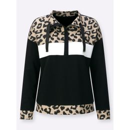 WITT Damen Sweatshirt im hochwertigen Mix mit Modal, schwarz-sand, Gr&ouml;&szlig;e 40