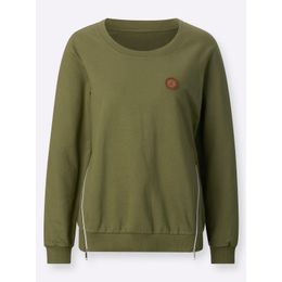 WITT Damen Sweatshirt mit Rippb&uuml;ndchen, oliv, Gr&ouml;&szlig;e 46