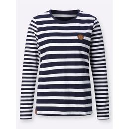 WITT Damen Shirt im Ringelmuster, marine-wei&szlig;-geringelt, Gr&ouml;&szlig;e 40