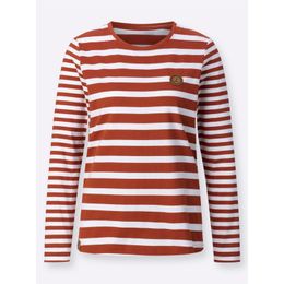 WITT Damen Shirt im Ringelmuster, rostrot-wei&szlig;-geringelt, Gr&ouml;&szlig;e 38