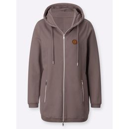 WITT Damen Sweatjacke in weich angerauter Qualit&auml;t, dunkeltaupe, Gr&ouml;&szlig;e 40