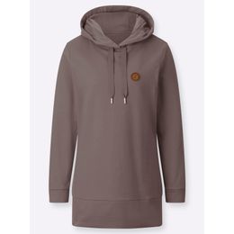 WITT Damen Longsweatshirt mit Kapuze, dunkeltaupe, Gr&ouml;&szlig;e 54