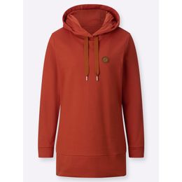 WITT Damen Longsweatshirt mit Kapuze, rostrot, Gr&ouml;&szlig;e 46