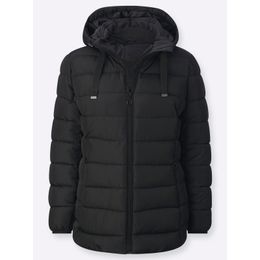 WITT Damen Steppjacke mit elastischer Kontrast-Paspelierung, schwarz, Gr&ouml;&szlig;e 54