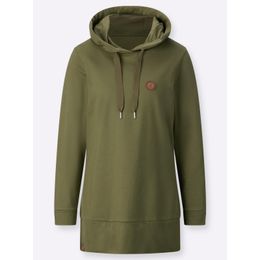 WITT Damen Longsweatshirt mit Kapuze, oliv, Gr&ouml;&szlig;e 54