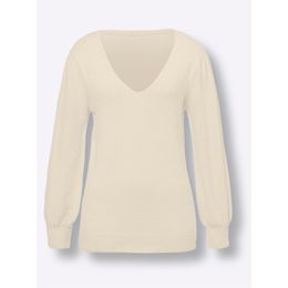 Heine Witt Damen Langarm-Pullover aus Flauschgarn, champagner, Gr&ouml;&szlig;e 48