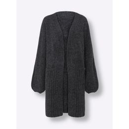 Heine Witt Damen Longstrickjacke verschlusslos, anthrazit-meliert, Gr&ouml;&szlig;e 36