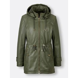 Mainpol Damen Lederjacke aus handschuhweichem Lammnappa, khaki, Gr&ouml;&szlig;e 50