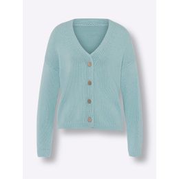 Heine Witt Damen Strickjacke mit Kn&ouml;pfen in Holz-Optik, mint, Gr&ouml;&szlig;e 44
