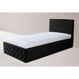 Polsterbett, schwarz, B:110cm L:212cm, Bezug Bett: Microfaser (100% Polyester);Bonnell-Federkernmatratze: 51% Polypropylen, 39% Polyester, 10% Baumwolle;Kaltschaummatratze: 100% Polyester, Bezug abnehm- und waschbar bis 60C, Westfalia Schlafkomfort, Betten, inkl. Bettkasten bei Ausführung mit Matratze