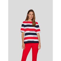 Print-Shirt Rabe "T-Shirt", Damen, Gr. 38, rot, 76%Baumwolle, 16%Polyester, 8%Elastan, geringelt, gerade, Shirts
