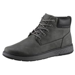 Schnürboots Skechers "GARLAN", Herren, Gr. 41, grau (dunkelgrau), Lederimitat, Schuhe, Schnürstiefel, Boots mit dämpfender Sohlentechnologie