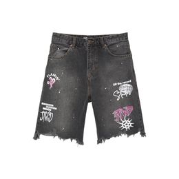 Pull&Bear Pull&bear Shorts Herren Gr&ouml;&szlig;e 34 lila / black denim / wei&szlig;