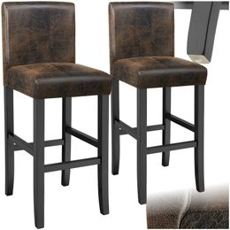 TecTake&reg; Barhocker, gepolstert mit R&uuml;ckenlehne, Stuhlbeine aus Massivholz, Sitzh&ouml;he 76 cm