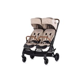 Chipolino Zwillingskinderwagen Twinity Fu&szlig;abdeckung Wickeltasche Becherhalter beige