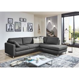 Ecksofa DIE PLANBAR "MP-IN19027 L-Form", grau (anthrazit), B:261cm H:82cm T:220cm, 100% Polyester, Sofas, Ecksofa, wahlweise mit Bettfunktion, mit Kaltschaum