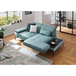Recamiere DIE PLANBAR "MP-IN20126 optional mit Drehsitzfunktion", blau (aqua), B:230cm H:82cm T:115cm, 100% Polyester, Sofas, Inkl. Kopfteilverstellung, Federkern oder Kaltschaumpolsterung