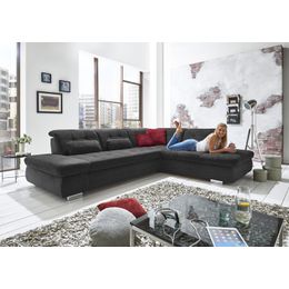 Ecksofa DIE PLANBAR "MP-IN17004 L-Form", schwarz, B:323cm H:84cm T:124cm, 100% Polyester, Sofas, Ecksofa, wahlweise mit Bettfunktion, Sitztiefen- und Kopfteilverstellung