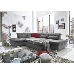 Ecksofa DIE PLANBAR "MP-IN17004 L-Form", grau, B:323cm H:84cm T:124cm, 100% Polyester, Sofas, Ecksofa, wahlweise mit Bettfunktion, Sitztiefen- und Kopfteilverstellung