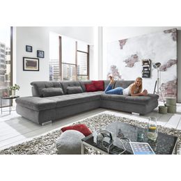 Ecksofa DIE PLANBAR "MP-IN17004 L-Form", grau, B:323cm H:84cm T:124cm, 100% Polyester, Sofas, Ecksofa, wahlweise mit Bettfunktion, Sitztiefen- und Kopfteilverstellung