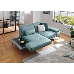 Recamiere DIE PLANBAR "MP-IN20126 optional mit Drehsitzfunktion", blau (aqua), B:230cm H:82cm T:115cm, 100% Polyester, Sofas, Inkl. Kopfteilverstellung, Federkern oder Kaltschaumpolsterung
