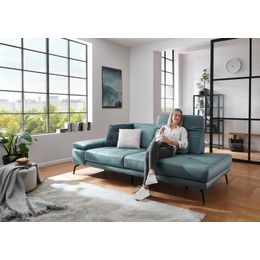 Recamiere DIE PLANBAR "MP-IN20126 optional mit Drehsitzfunktion", blau (aqua), B:230cm H:82cm T:115cm, 100% Polyester, Sofas, Inkl. Kopfteilverstellung, Federkern oder Kaltschaumpolsterung