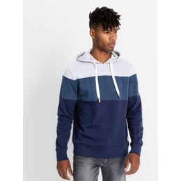 Catamaran Herren Kapuzensweatshirt mit Blockstreifen-Muster, marine-hellgrau-gestreift, Gr&ouml;&szlig;e 44/46