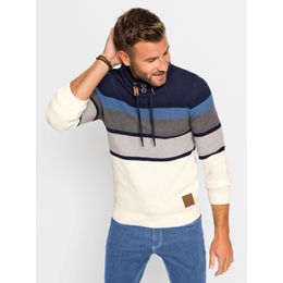 Catamaran Herren Rollkragenpullover mit Streifen-Muster, marine-ecru-gestreift, Größe 50