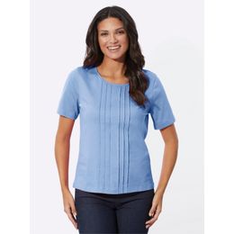 WITT Damen Kurzarmshirt mit Biesen im Vorderteil, himmelblau, Gr&ouml;&szlig;e 40